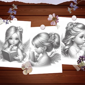Little Angel Girls (100 Pages) Coloring Pages Adult & Kid Coloring Book ...