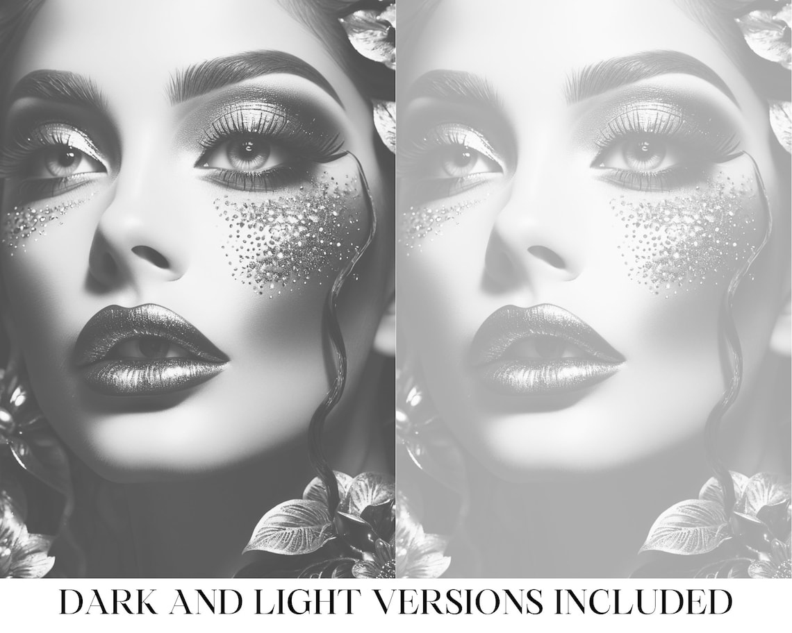 Face Makeup Coloring Pages 50 Pages Adult & Kids , Grayscale, Light ...