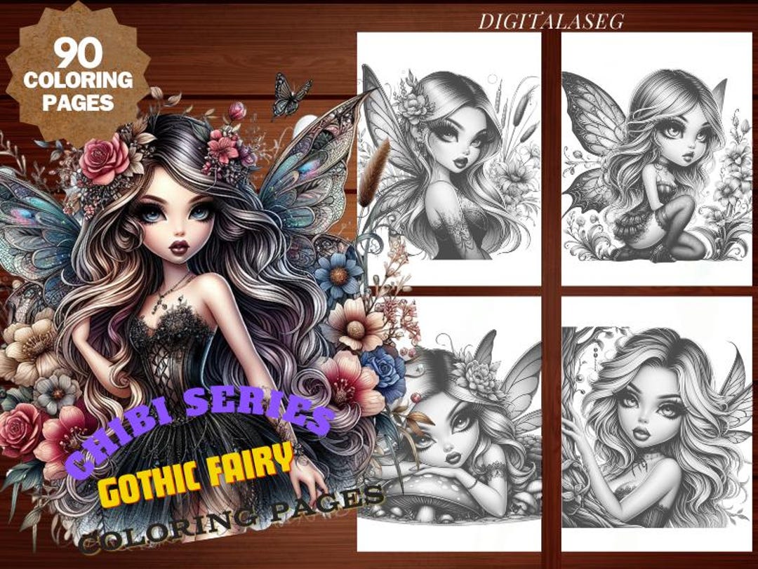Série Chibi Fada Gótica (90 páginas) Desenhos para colorir para adultos ...