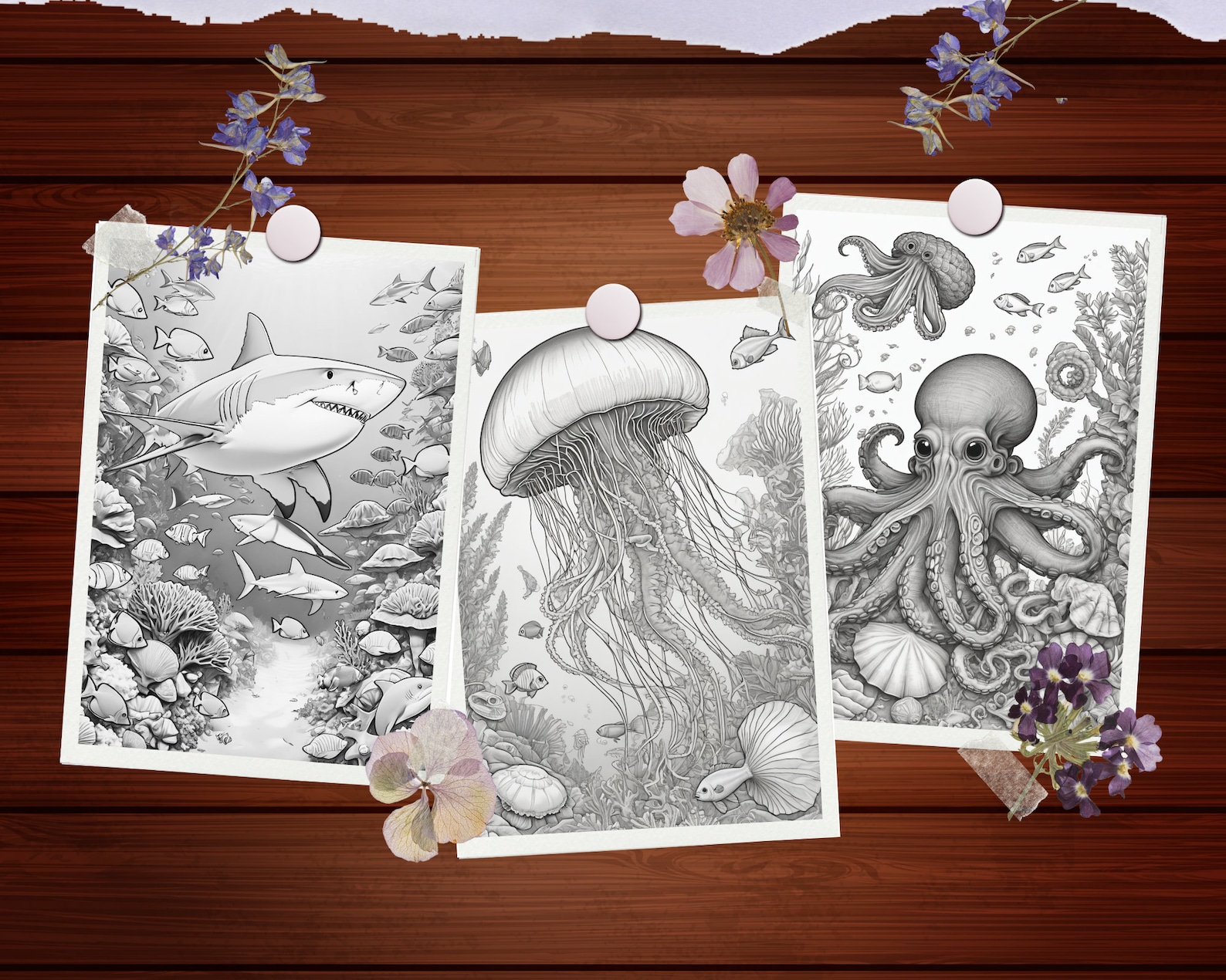 Enchanted Underwater Coloring Pages 40 Pages Adult & Kid Coloring Book ...