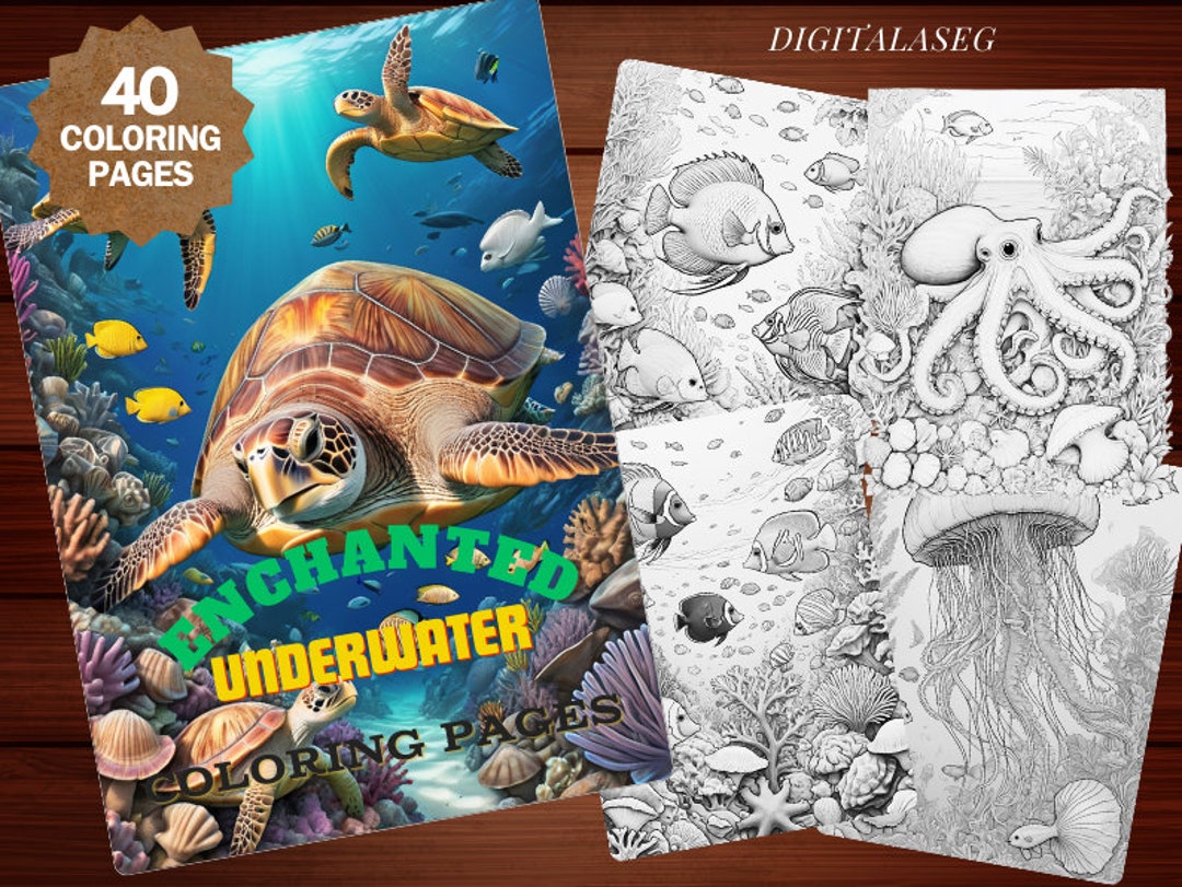 Enchanted Underwater Coloring Pages (40 Pages) Adult & Kid Coloring ...