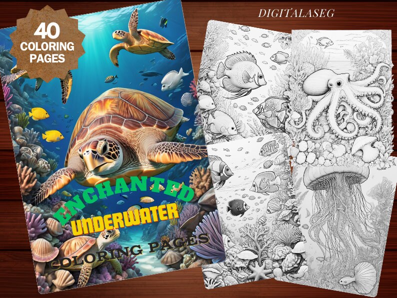 Underwater Coloring Book: 40 Enchanted Ocean Pages (printable PDF) - Etsy