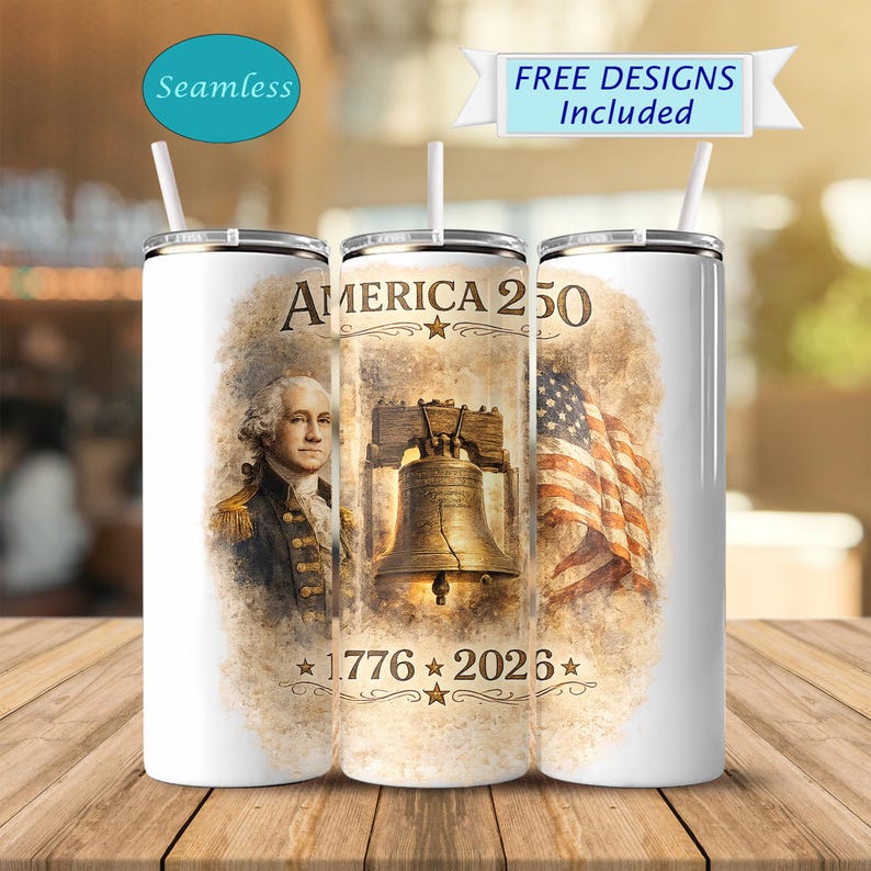 George Washington America 250 Tumbler PNG | 20 Oz Skinny Sublimation ...