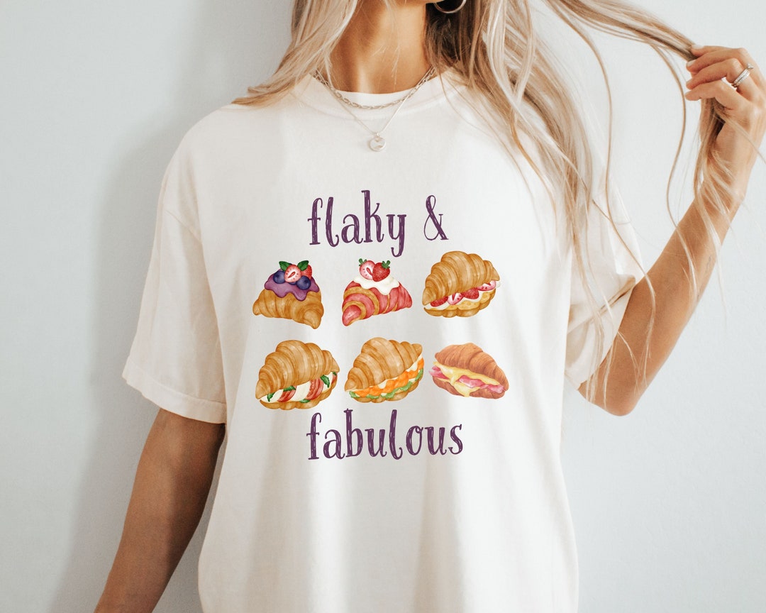 Flaky and Fabulous Croissant Aesthetic Graphic Tshirt, Cute Food Shirt ...