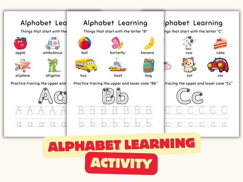 26 Pages Alphabet Worksheet -printable - Tracing Activity, Alphabet ...