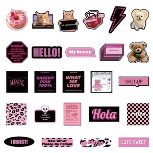 Dark Cool Pink Assorted Aesthetic Stickers Vinyl Sticker Pack Lifestyle ...