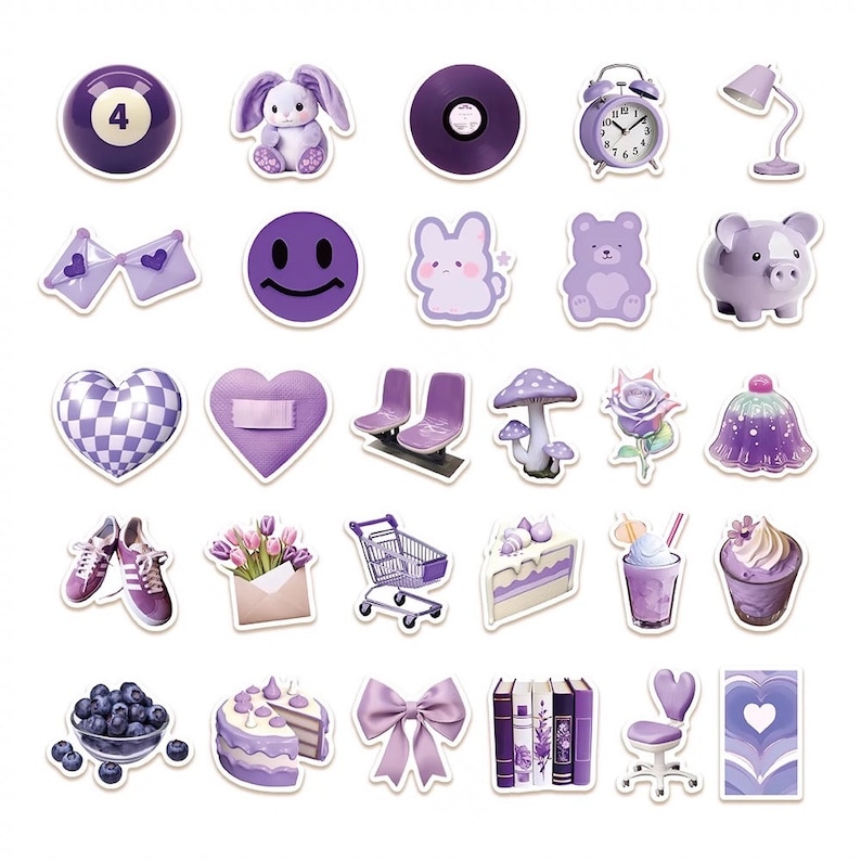 Purple Assorted Aesthetic Stickers Vinyl Sticker Pack Lifestyle - Etsy