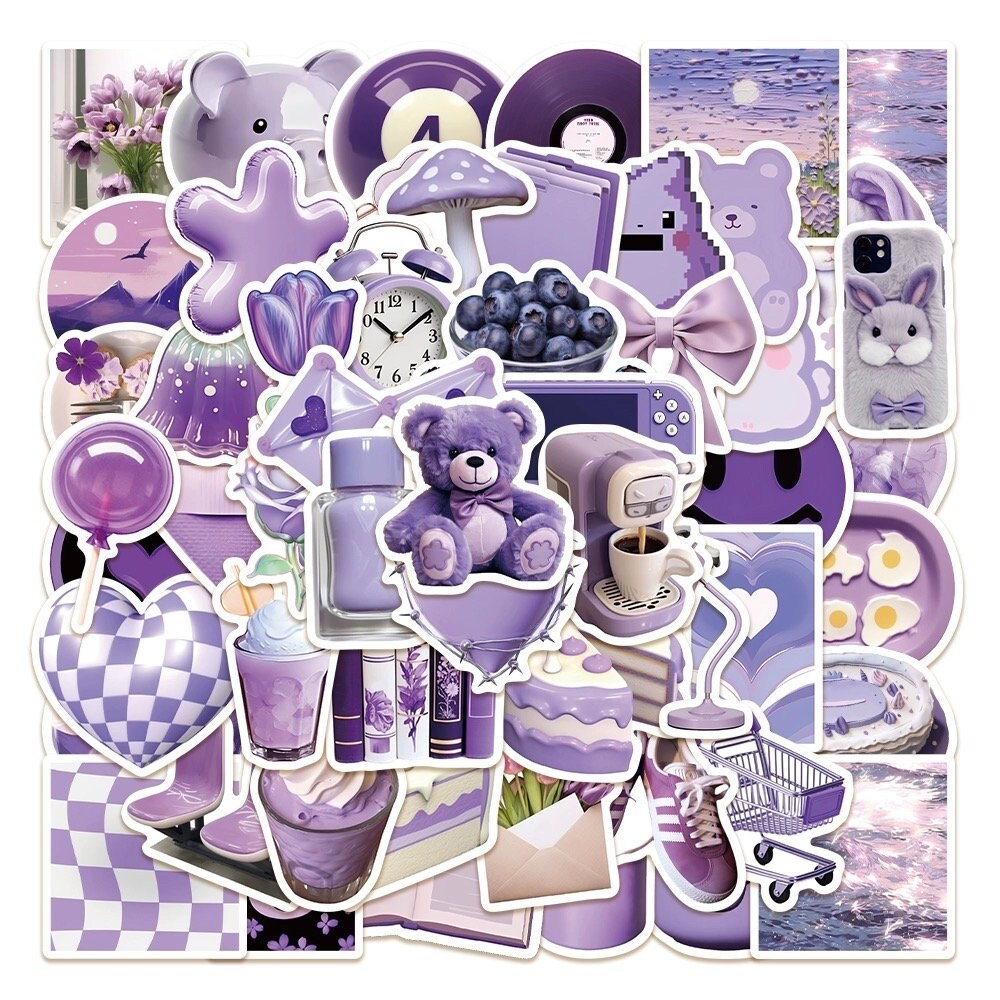Purple Assorted Aesthetic Stickers Vinyl Sticker Pack Lifestyle - Etsy