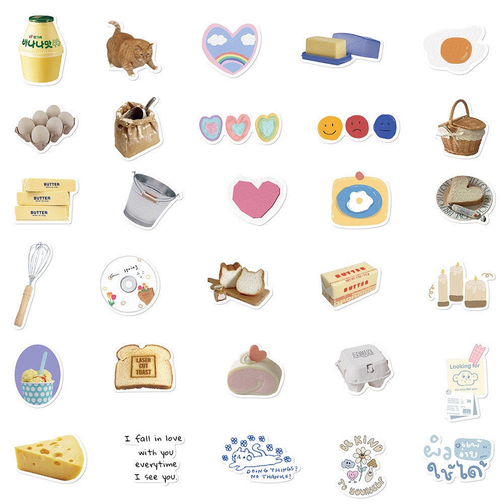 Yellow Assorted Aesthetic Stickers Vinyl Sticker Pack Cute Stickers ...