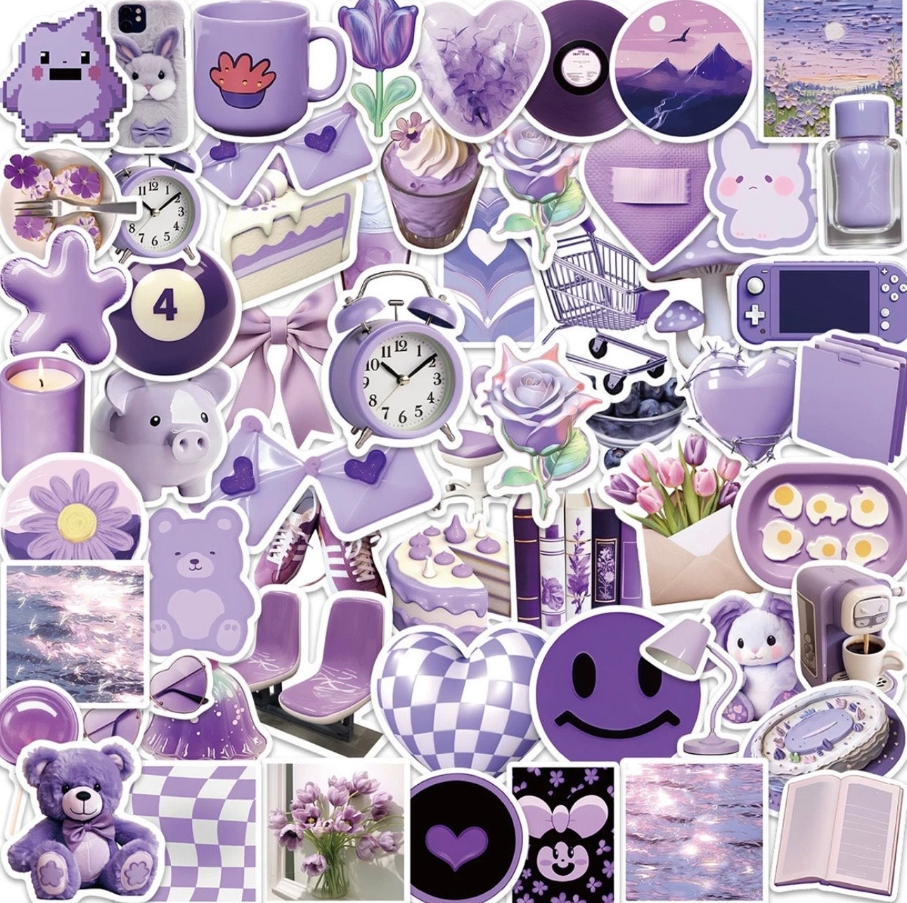 Purple Assorted Aesthetic Stickers Vinyl Sticker Pack Lifestyle - Etsy