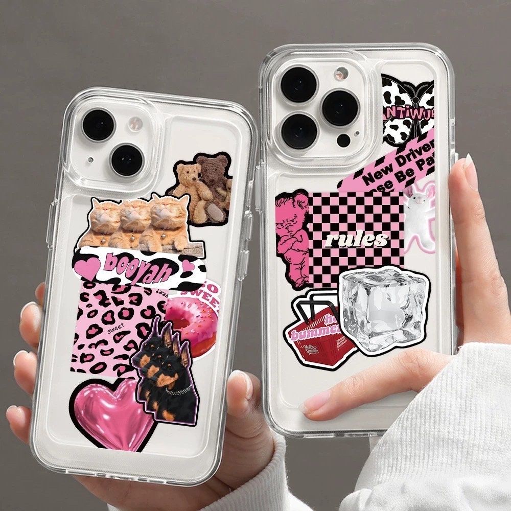 Dark Cool Pink Assorted Aesthetic Stickers Vinyl Sticker Pack Lifestyle ...