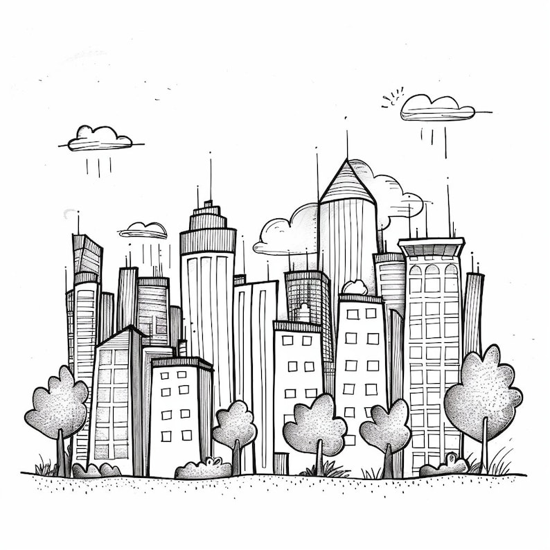 Drawings of Cities and Towns - Etsy