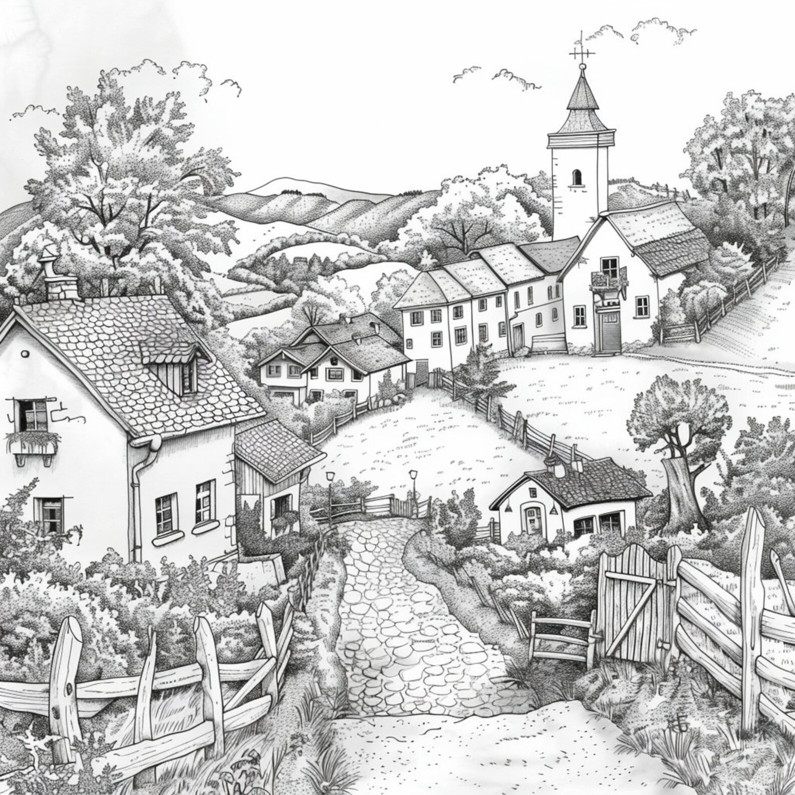 Drawings of Cities and Towns - Etsy