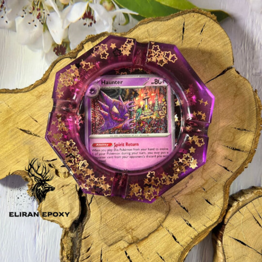 Unique Epoxy Ashtray With a Pokemon Card HAUNTER Handmade and Designed ...