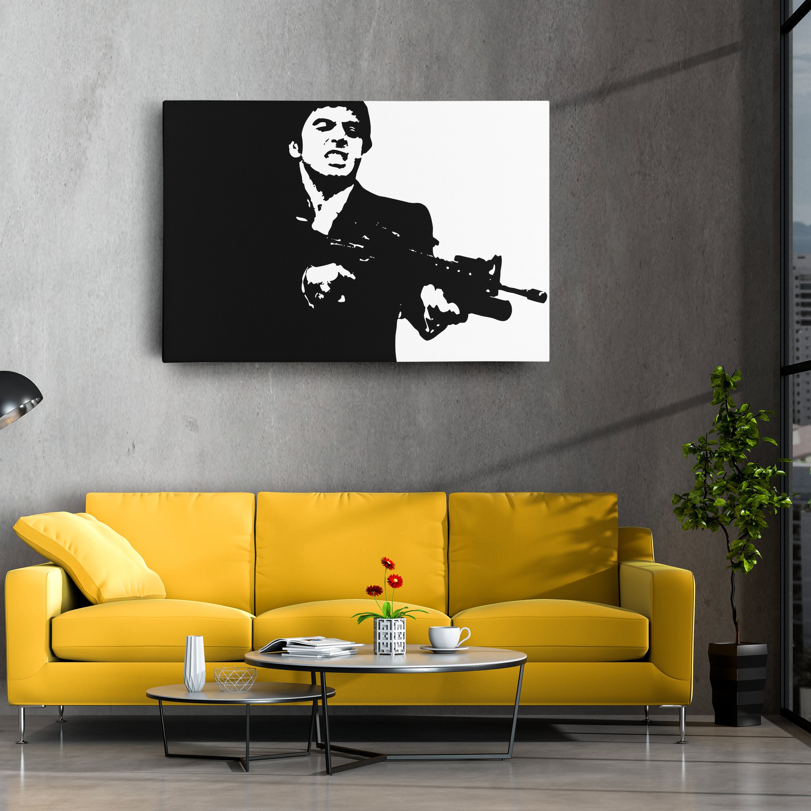 Scarface Black and White Poster Tony Montana Illustration Canvas Unique ...