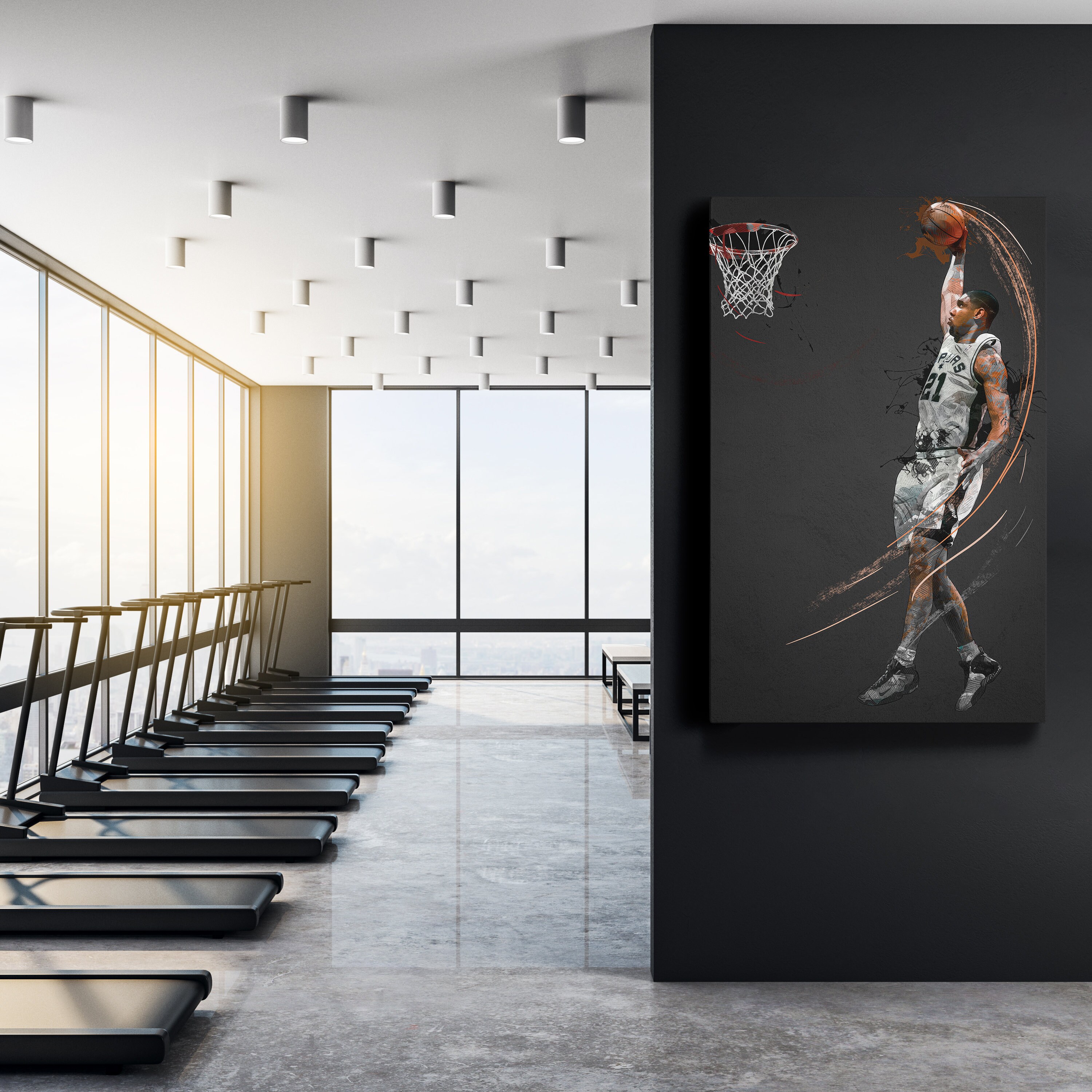 Tim Duncan Art Dunk San Antonio Spurs NBA Wall Art Home Decor Hand Made ...