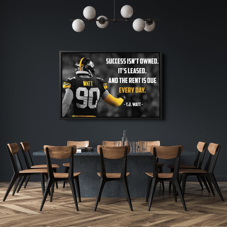T.J. Watt Quote Poster Pittsburgh Steelers Canvas Unique Design Wall ...