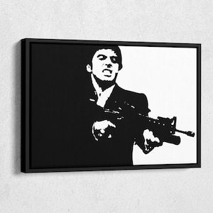 Scarface Black and White Poster Tony Montana Illustration Canvas Unique ...