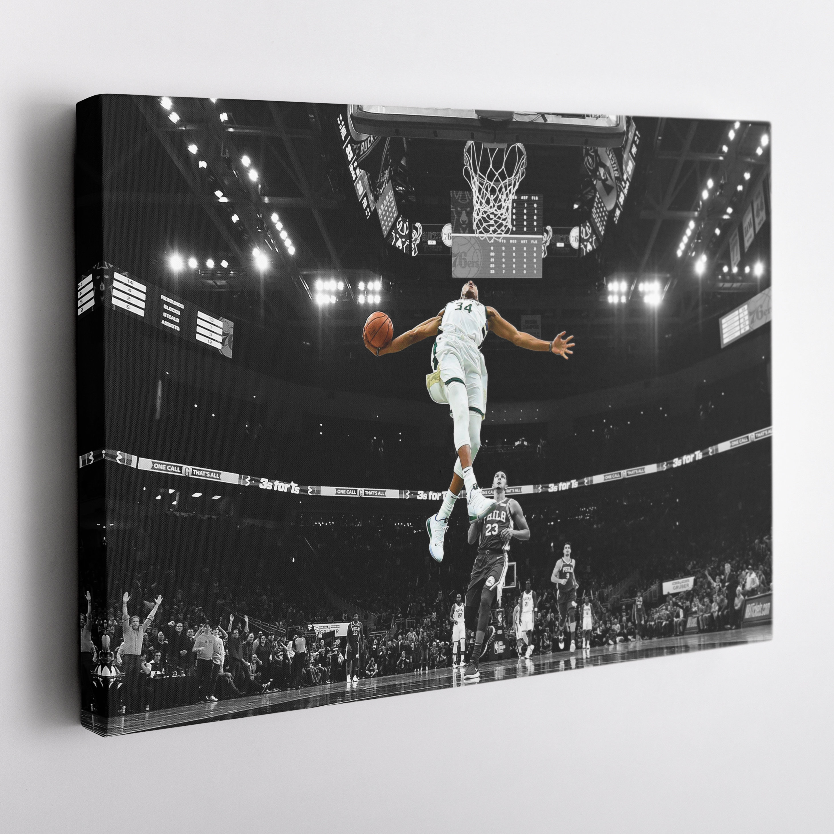Giannis Antetokounmpo Basketball Player Dunk Canvas Unique Design Wall ...