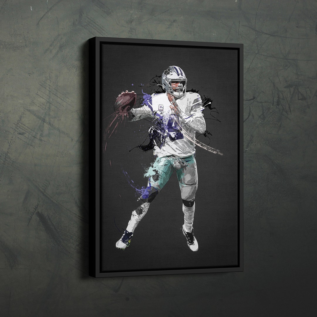 Dak Prescott Art Dallas Cowboys NFL Wall Art Home Decor Hand Made ...