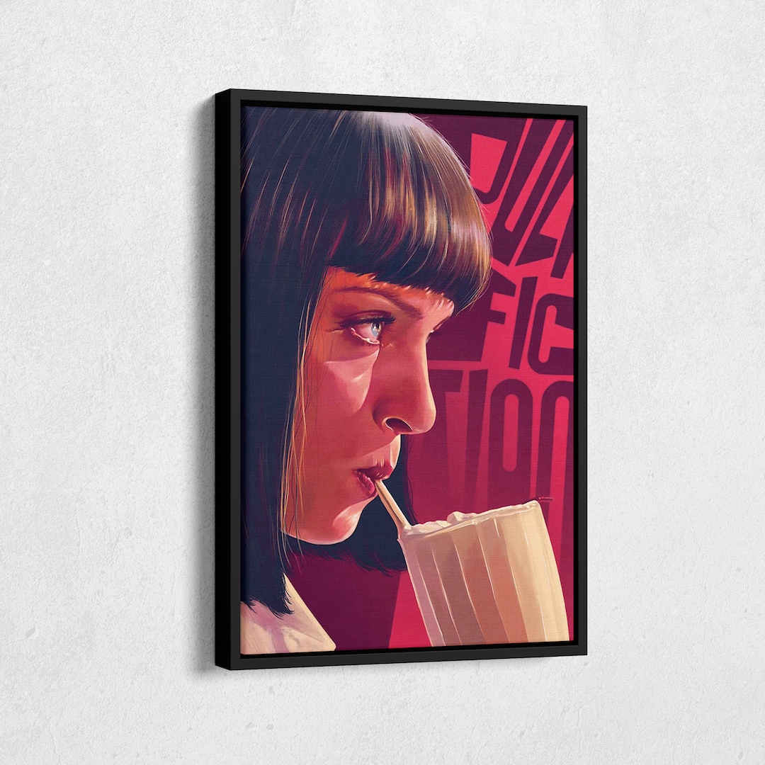 Pulp Fiction Uma Thurman Poster Drinking Milkshake Canvas Unique Design ...