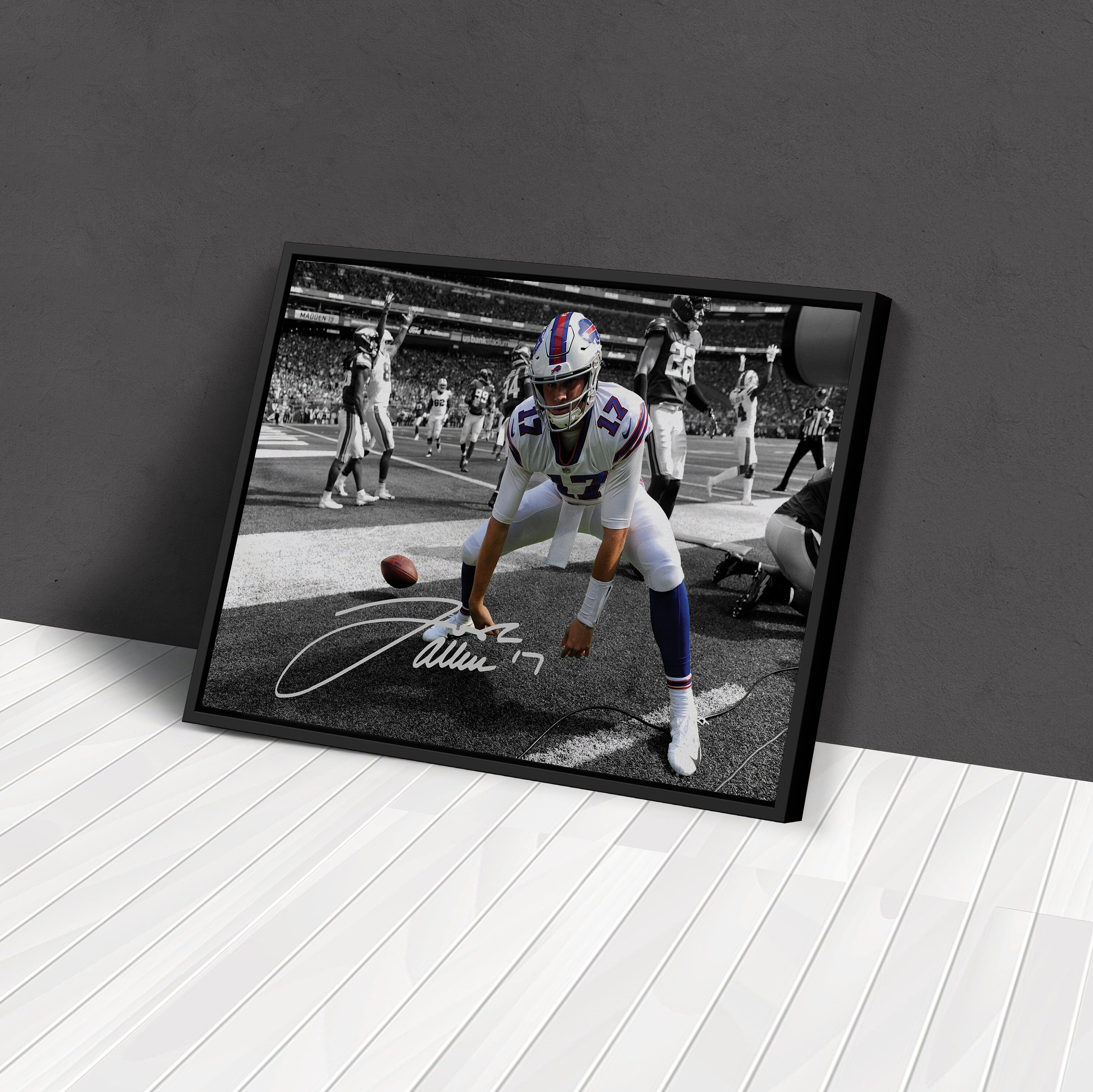 Josh Allen Autographed Poster Buffalo Bills Canvas Unique Design Wall ...