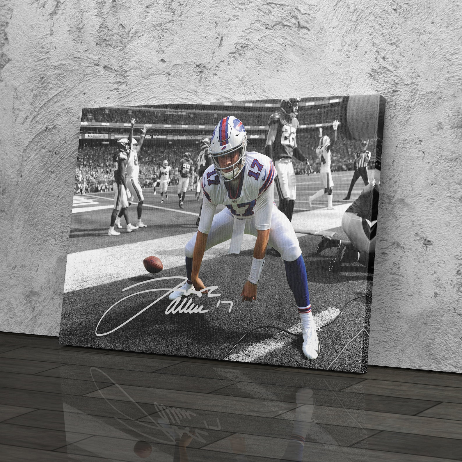 Josh Allen Autographed Poster Buffalo Bills Canvas Unique Design Wall ...