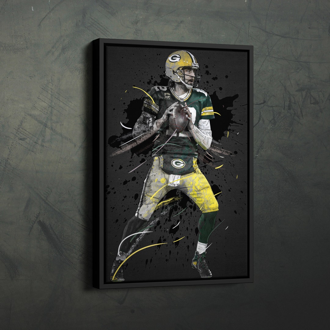 Aaron Rodgers Art Green Bay Packers NFL Wall Art Home Decor Hand Made ...