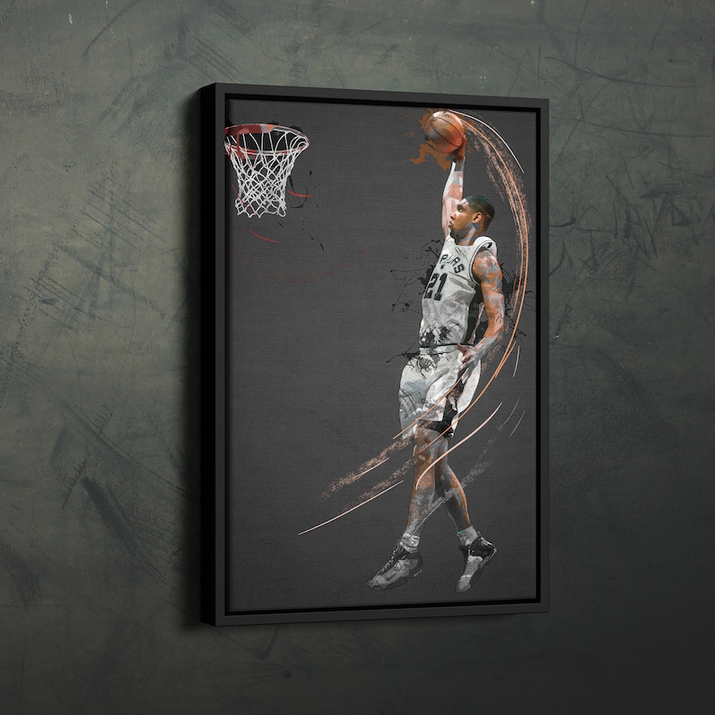 Tim Duncan Art Dunk San Antonio Spurs NBA Wall Art Home Decor Hand Made ...