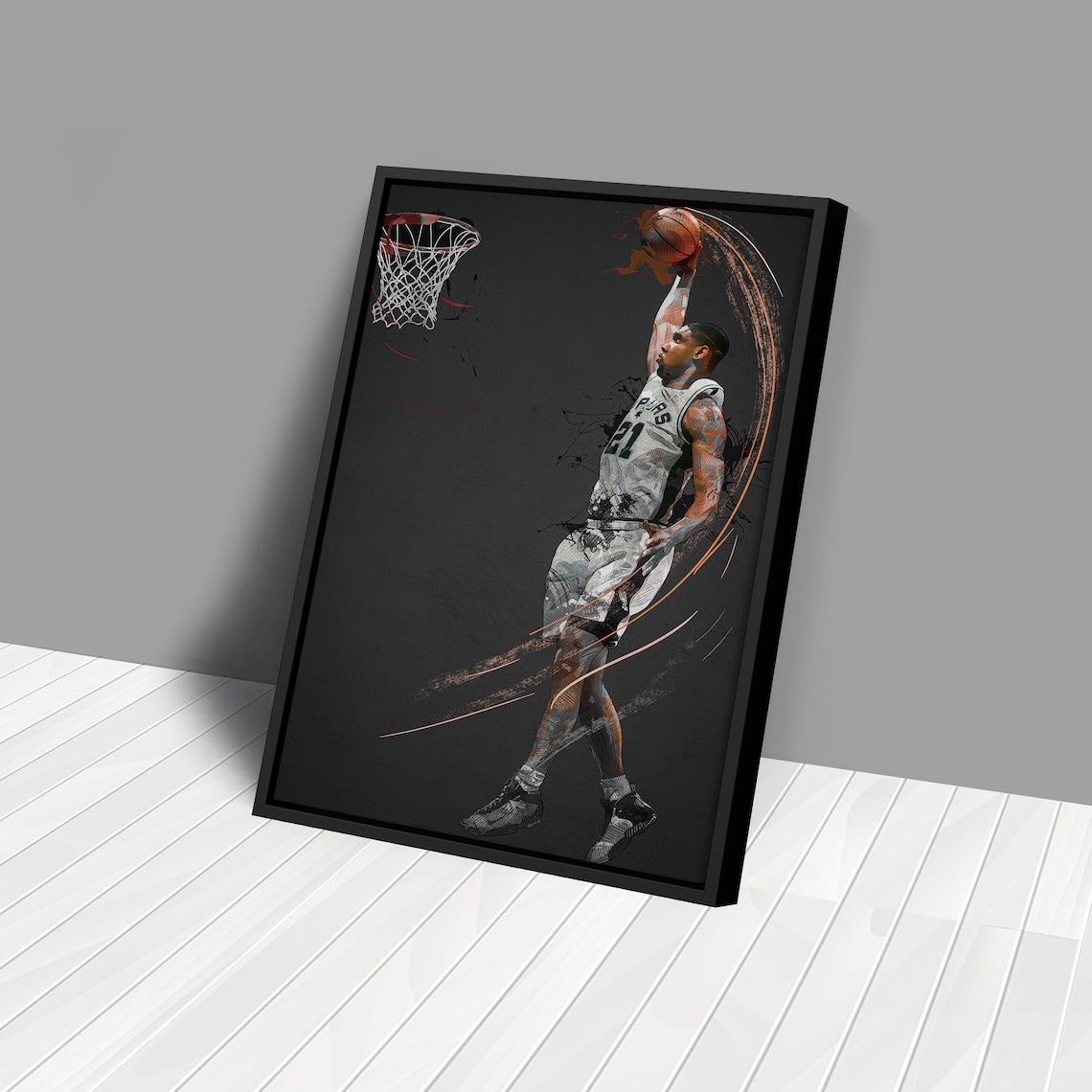 Tim Duncan Art Dunk San Antonio Spurs NBA Wall Art Home Decor Hand Made ...