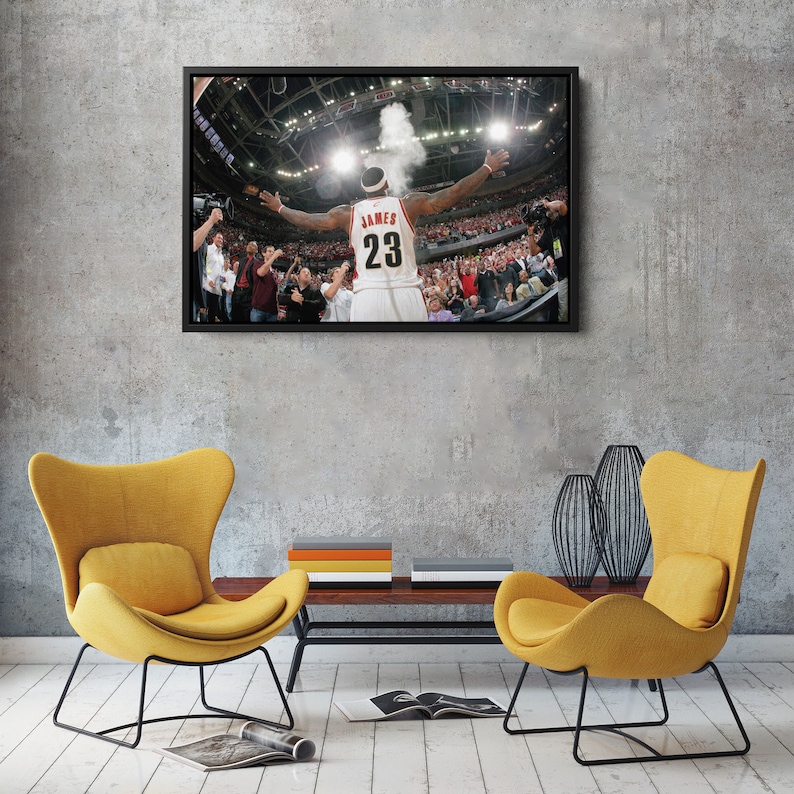 Lebron James Facing Crowd Poster Cleveland Cavaliers Basketball Canvas ...