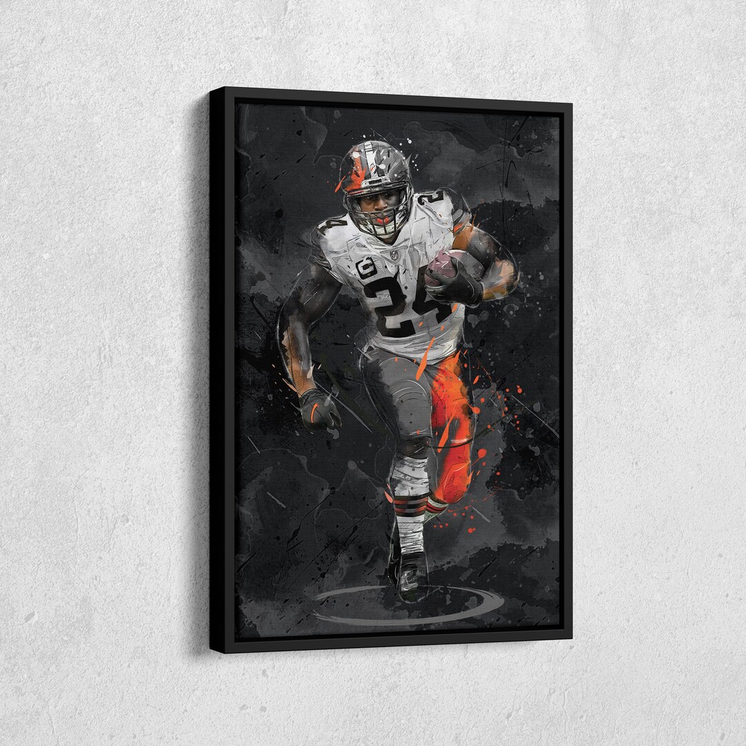 Nick Chubb Art Cleveland Browns NFL Canvas Wall Art Home Decor Framed ...