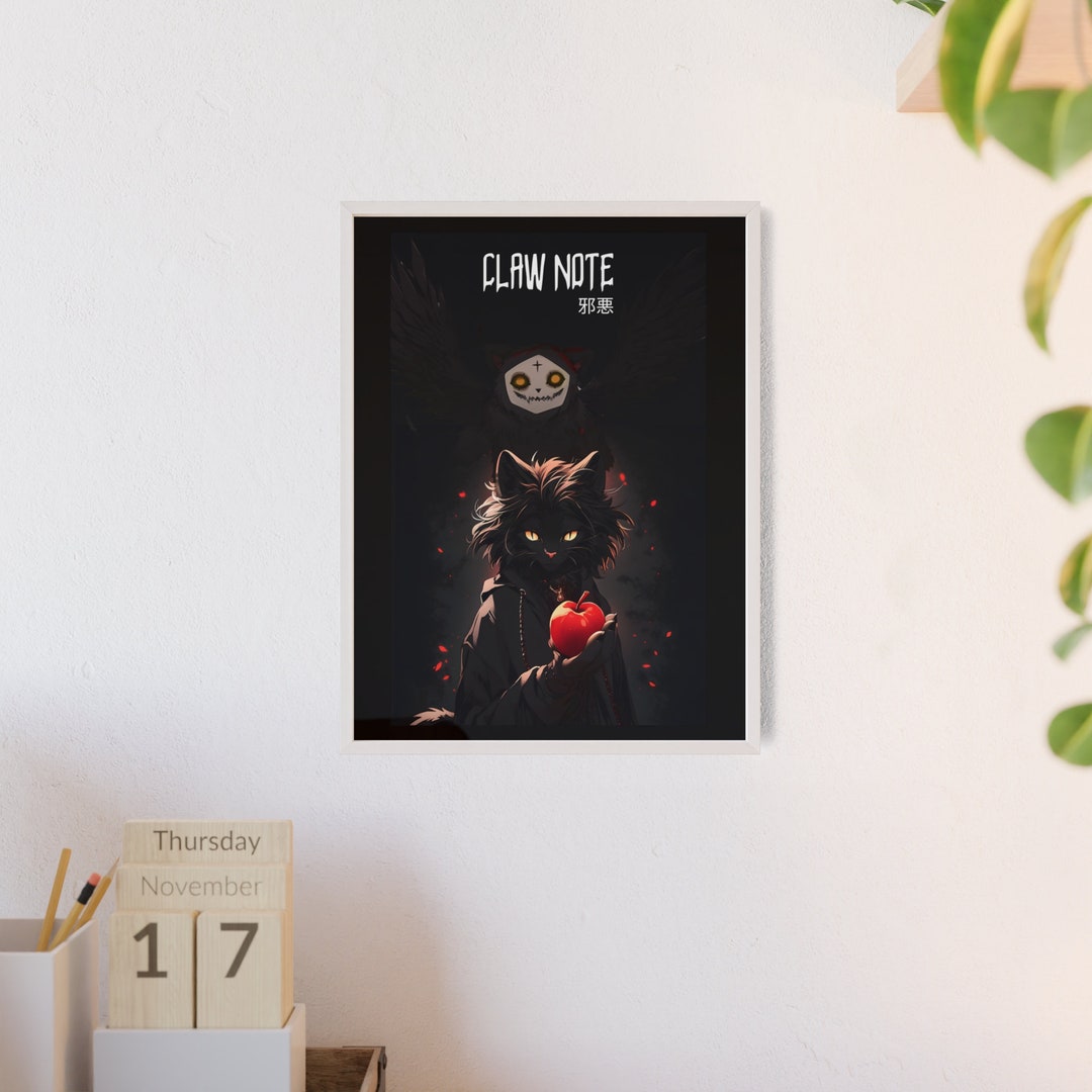 Death Note Anime Poster Print, Cat Wall Art, Room Decor, Anime Art, Cat ...