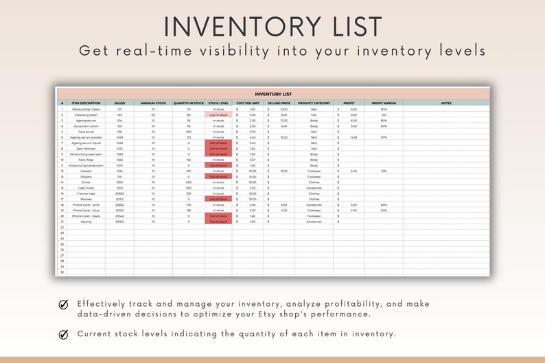 Inventory Tracker Spreadsheet | Small Business Inventory Template ...