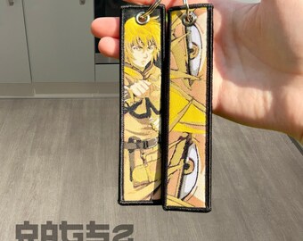 Anime Embroidered Jet Tag Keychain - Etsy