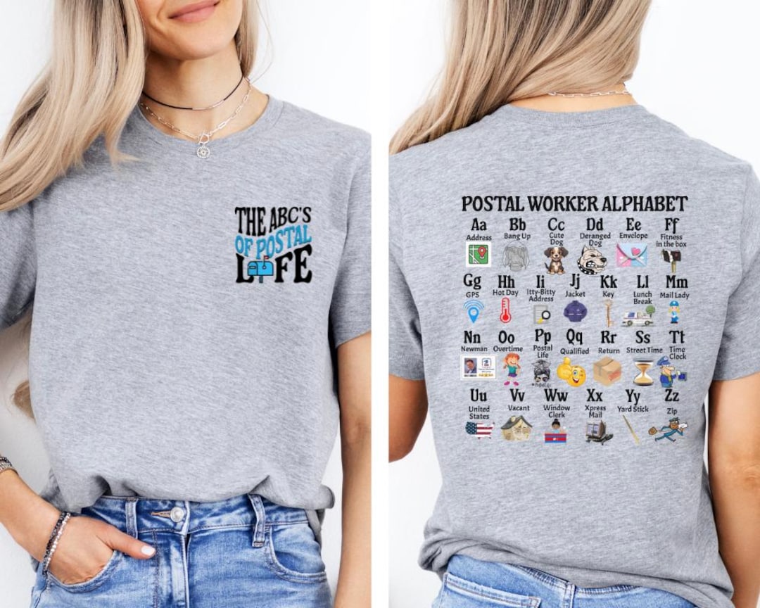 Postal Worker Alphabet Shirt, Mail Lady Gift, Funny USPS Postal Carrier ...