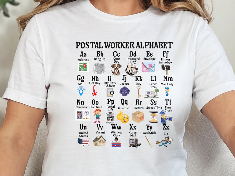 Postal Worker Alphabet Shirt, Mail Lady Gift, Funny USPS Postal Carrier ...