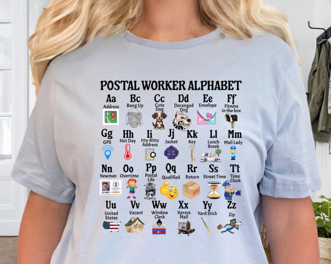 Postal Worker Alphabet Shirt, Mail Lady Gift, Funny USPS Postal Carrier ...