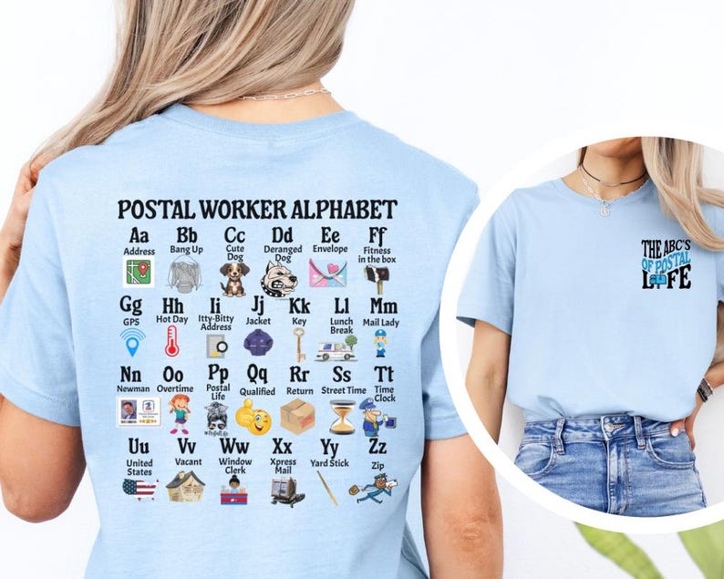 Postal Worker Alphabet Shirt, Mail Lady Gift, Funny USPS Postal Carrier ...