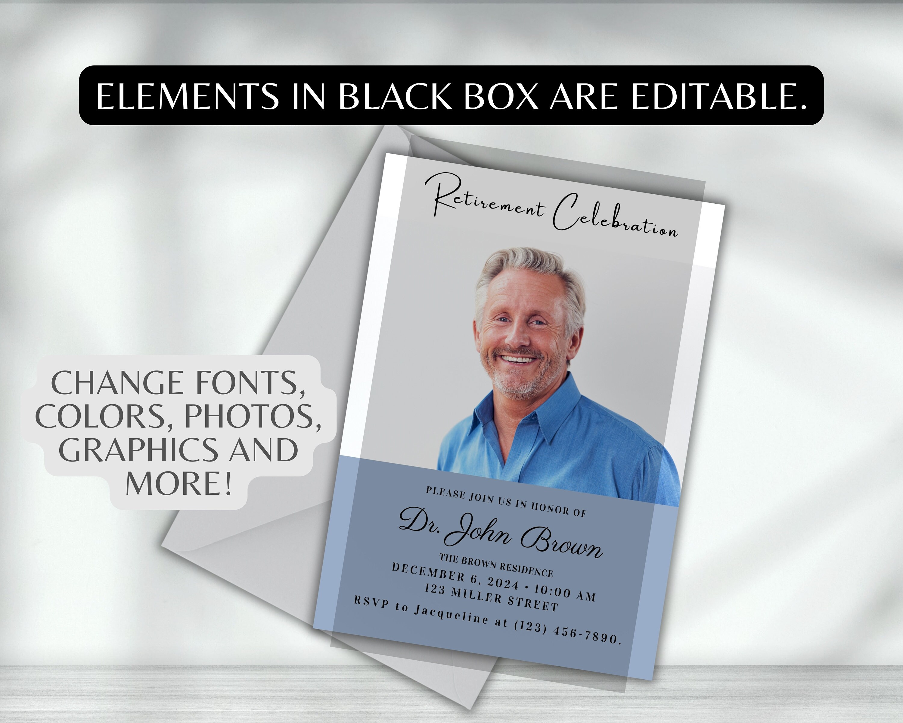 Retirement Party Invitation for Man, Retirement Invitation With Photo ...