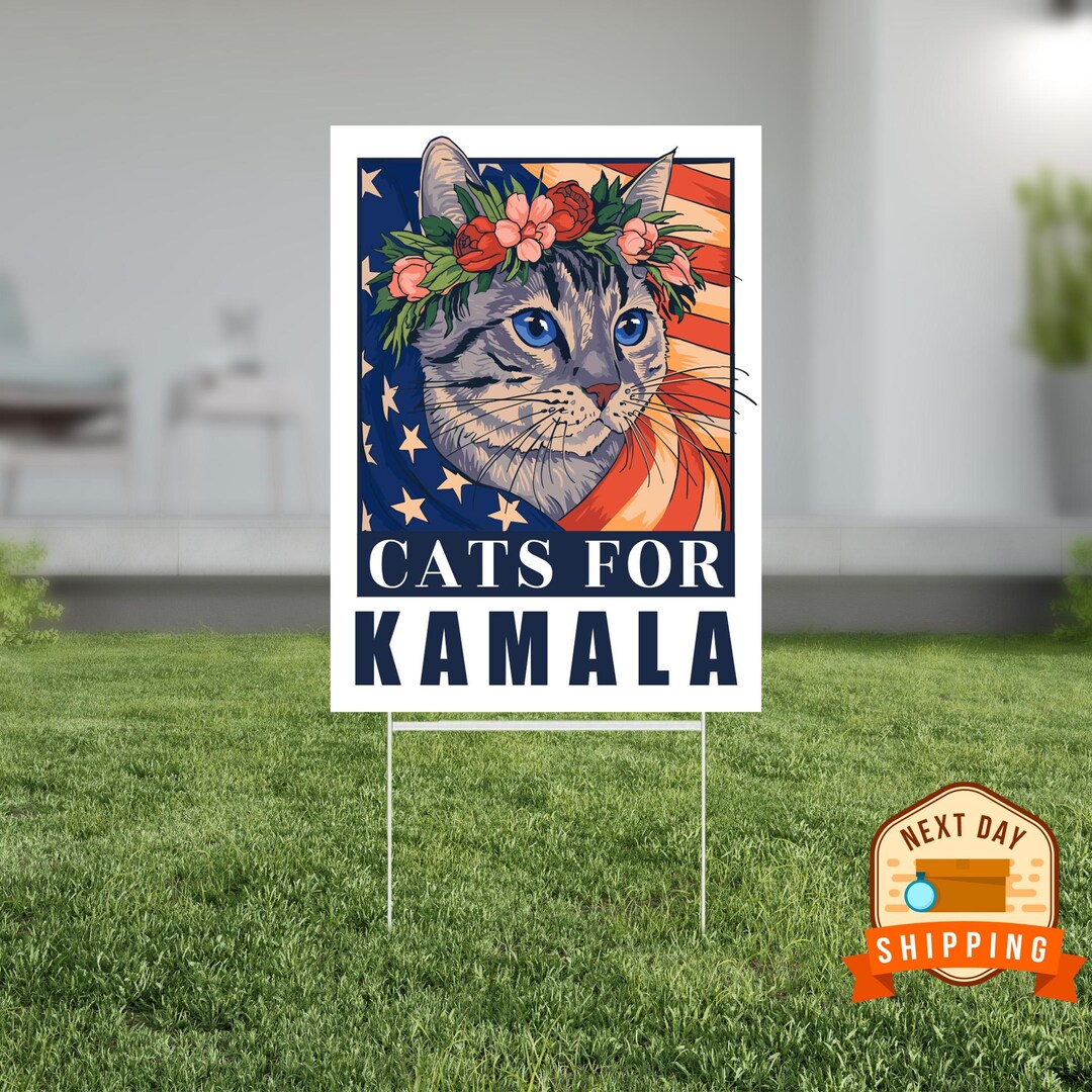Cats for Kamala Yard Sign, Harris for President, President 2024, Cat ...