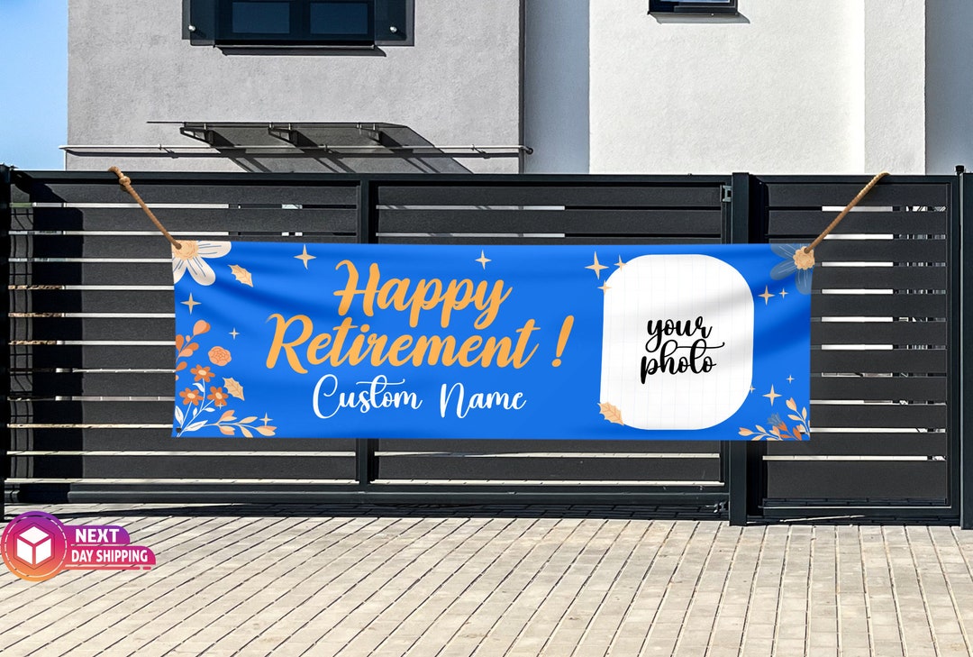 Happy Retirement Banner, Retirement Day, Custom Photo Banner ...
