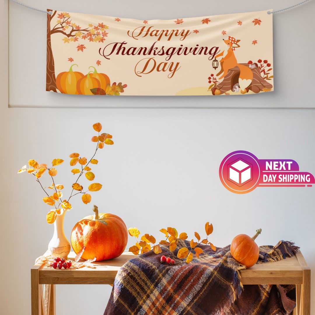 Happy Thanksgiving Banner, Happy Thanksgiving Decor, Holiday Party ...