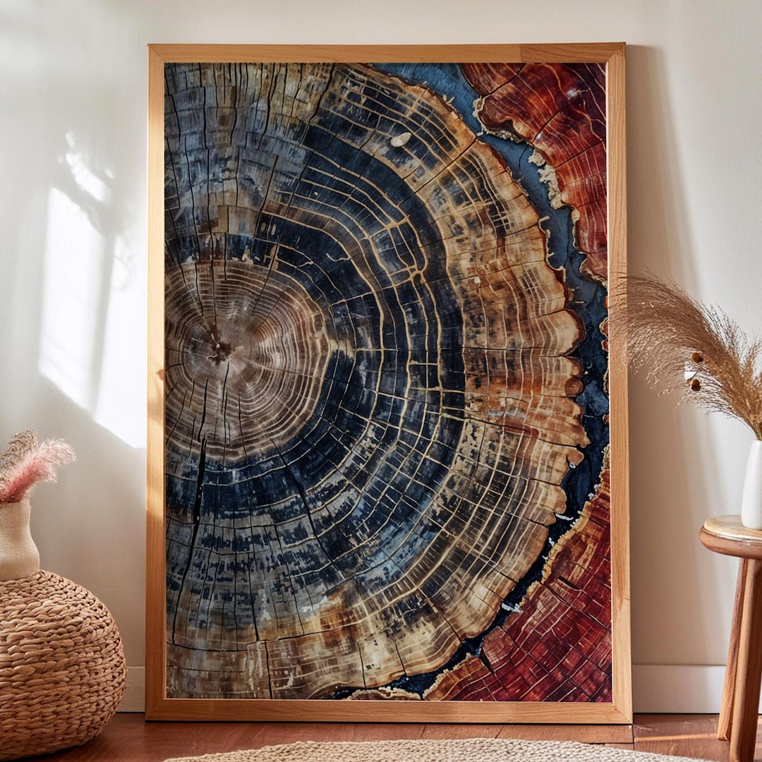 Tree Ring Framed Wall Art, Colorful Tree Ring Wall Decor, Home Framed ...