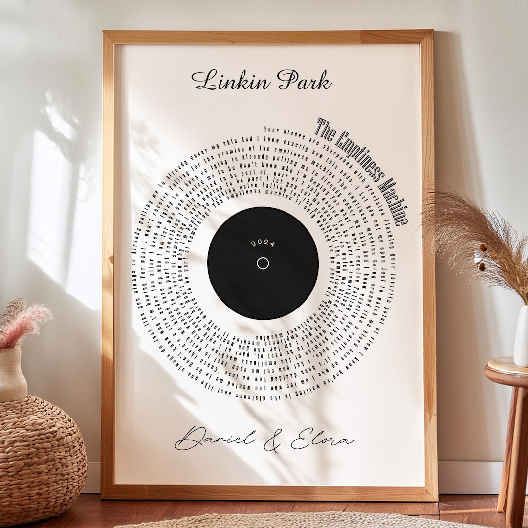 Song Lyric Print, Custom Song Lyric, Anniversary Gift, Wooden Framed ...