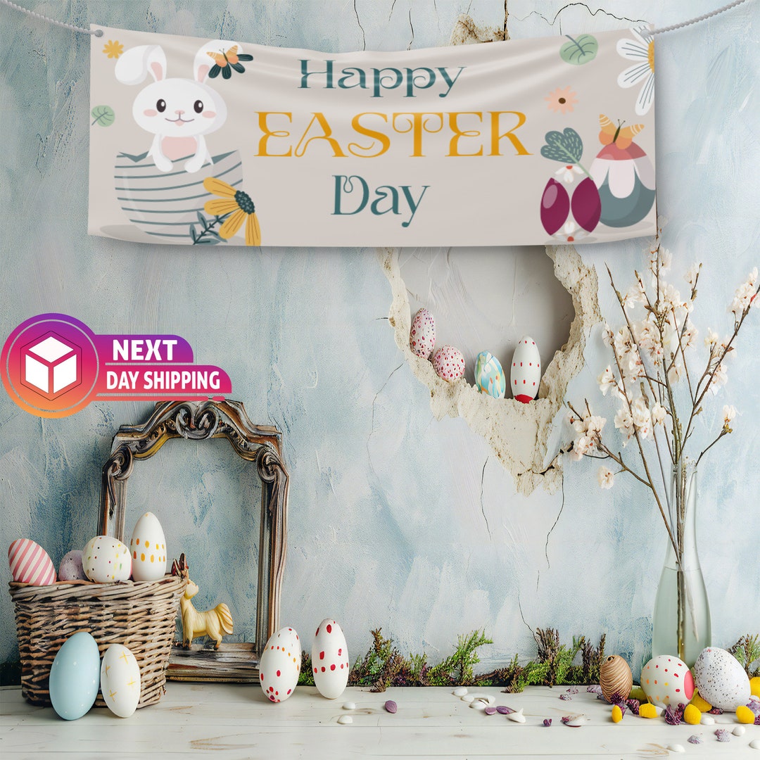 Happy Easter Day Banner, Easter Day, Easter Decor, Easter Sign, Happy ...