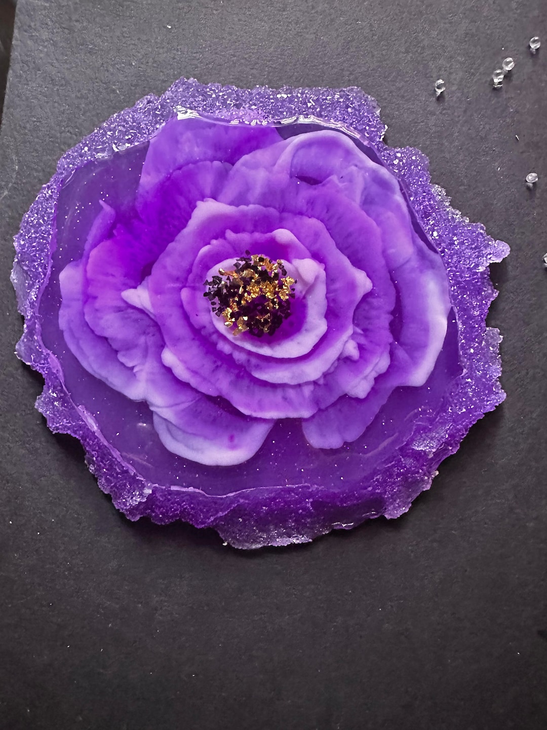 Purple Rose Resin Coaster, Rose Flower Jewelry Tray, Wedding Accessory ...