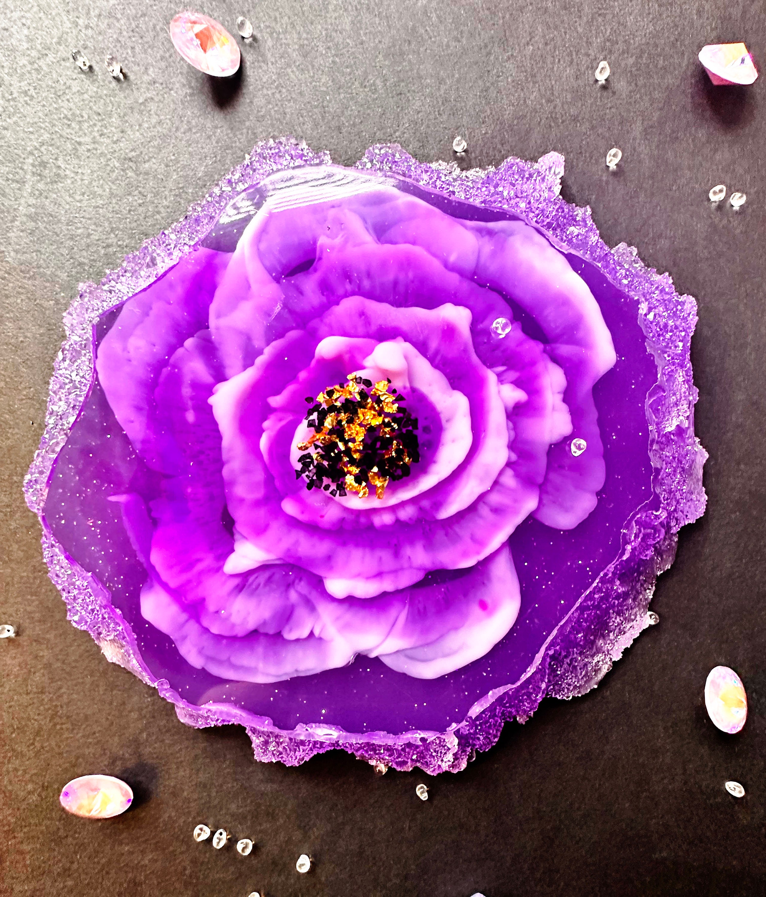 Purple Rose Resin Coaster, Rose Flower Jewelry Tray, Wedding Accessory ...