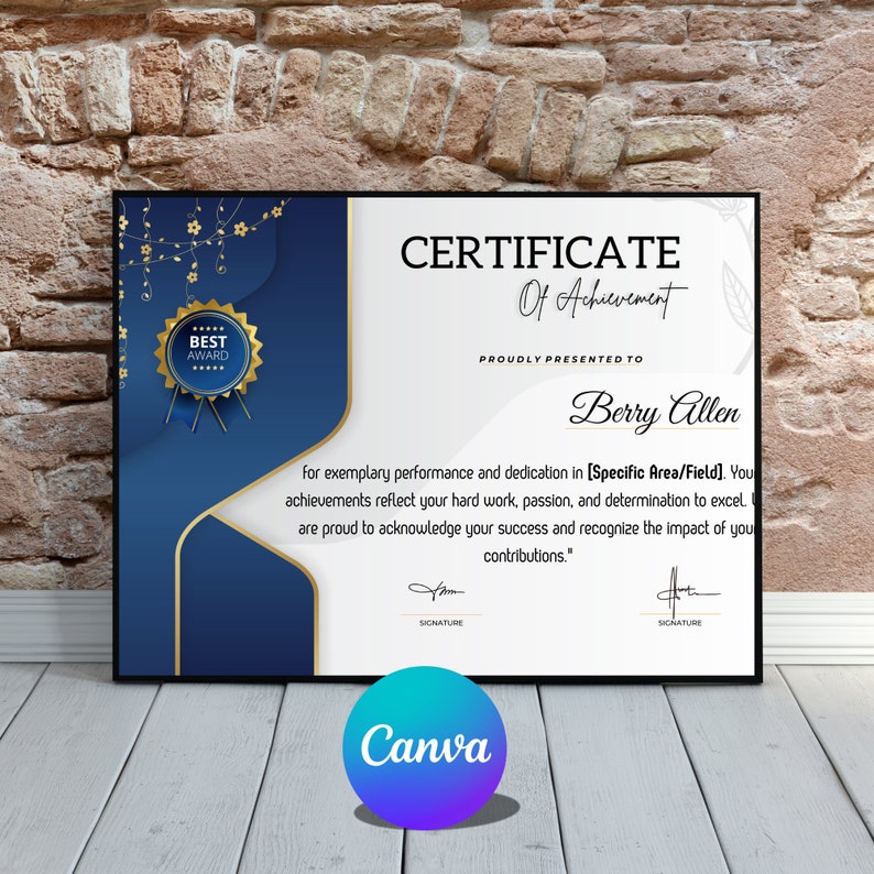 Appreciation Award Printable Certificate Editable Template Diploma ...
