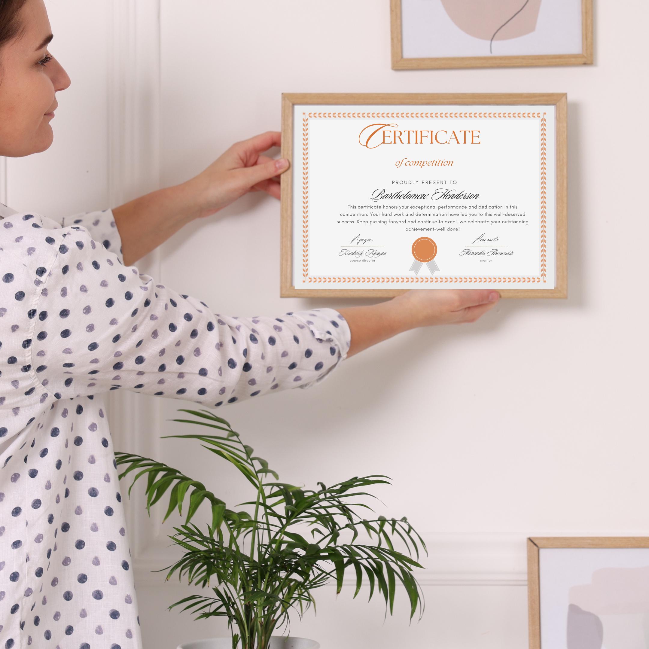 Personalized Certificate Card for Competition Printable Certificate ...